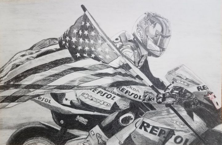 Nicky Hayden MotoGP flag - Jessica Capizzi - Drawings & Illustration ...