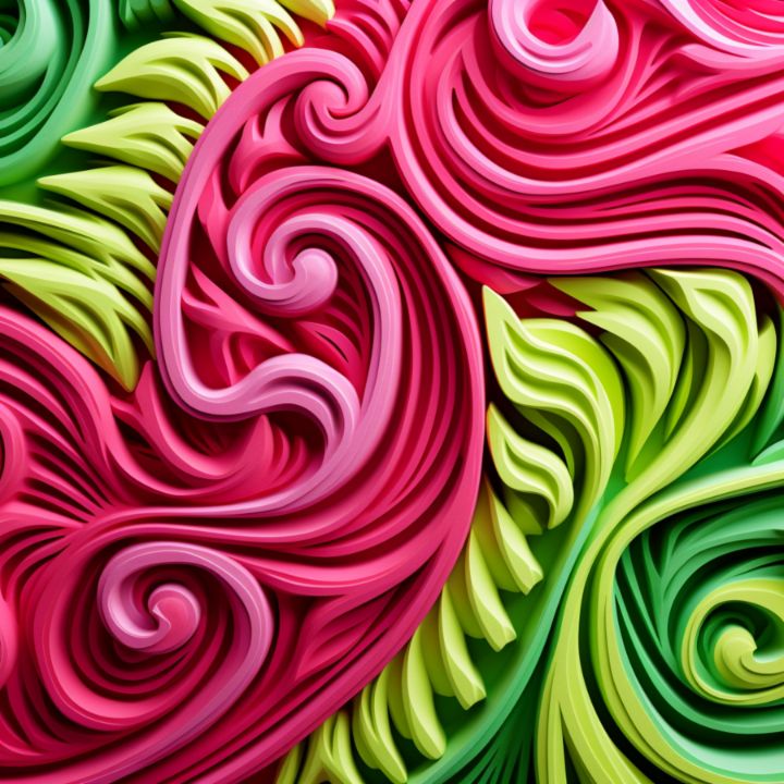 Vibrant Koru Swirls of Spring - Sambee AI - Digital Art & AI, Abstract ...