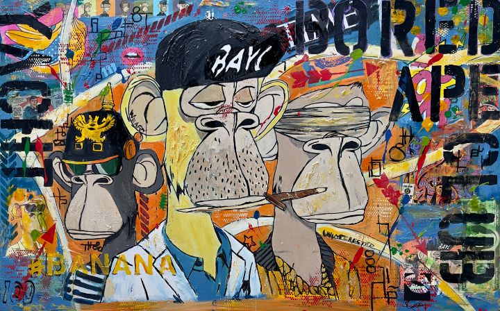 Tribute to BAYC #2080, #6250, #3369 - KISSING.ART - Paintings & Prints ...
