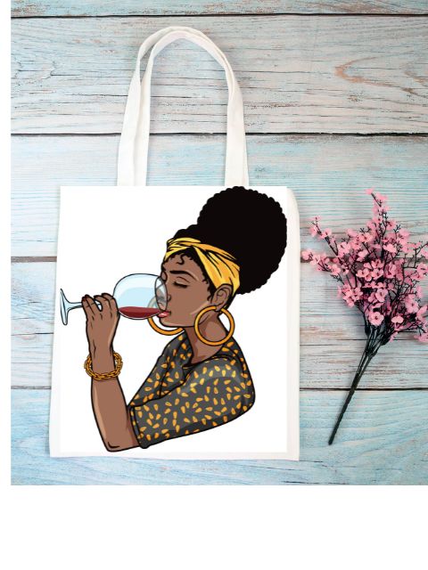 Lady sipping wine Canvas Custom bag - ALD Creates 4 You - Crafts ...