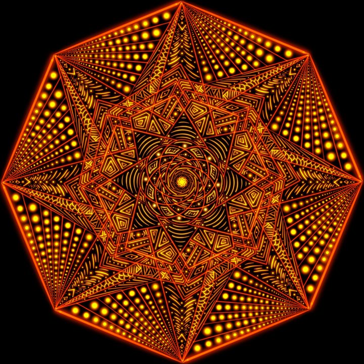 Volcanic Geometric - Ink Pots and Quills - Digital Art & AI, Abstract, Geometric - ArtPal