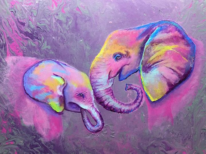 Pink Elephants - Raie Dawn's Treasured Creations - Paintings & Prints ...