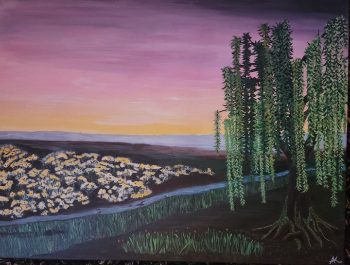Willows Twilight - Amanda Alexander - Paintings & Prints, Landscapes ...
