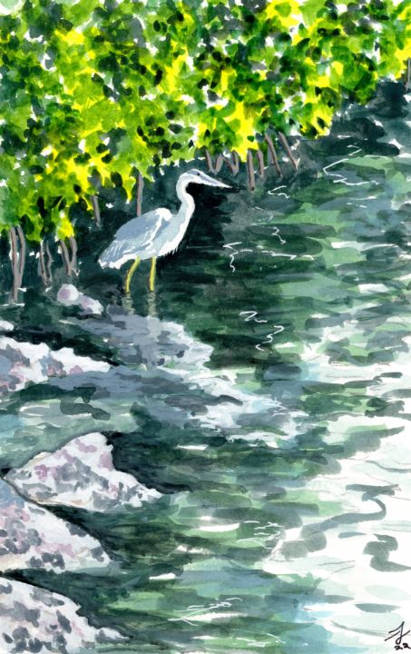 Shoreline Sentinel - Tom Jenkins Watercolors - Paintings & Prints ...