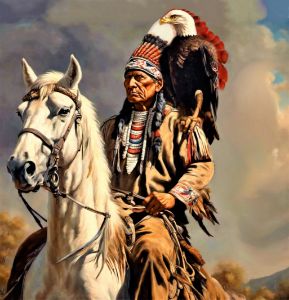 American Indian Chief with Eagle - BooMyster - Paintings & Prints ...