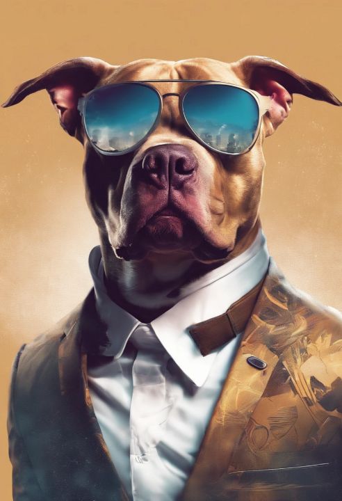 Cool Luxury Boss Pitbull Art - Create2InspireArt - Paintings & Prints ...