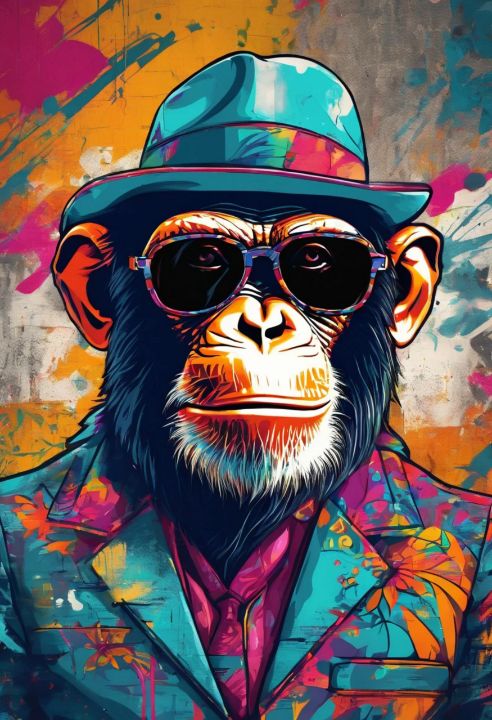 Colorful Funky Chimp in Suit - Create2InspireArt - Paintings & Prints ...
