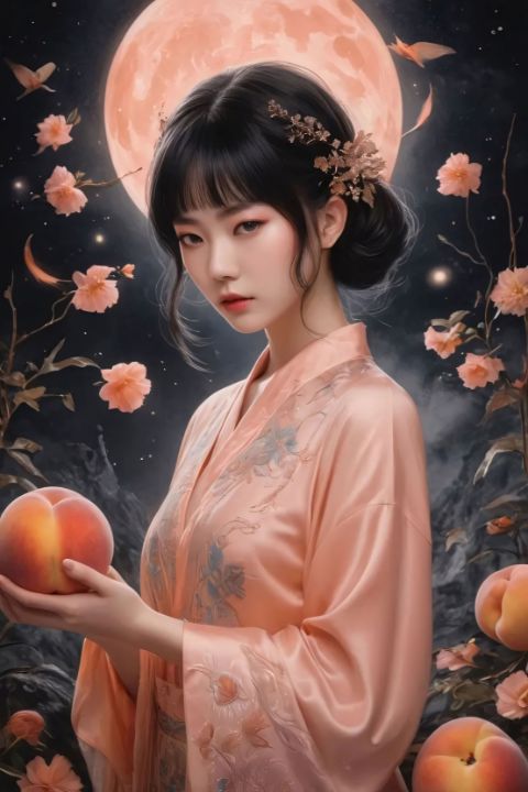 Asian girl with peach - ArtsFuture - Digital Art & AI, People & Figures ...