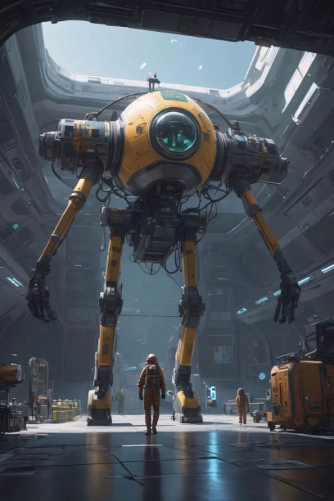 Robot hangar - ArtsFuture - Digital Art & AI, Fantasy & Mythology ...