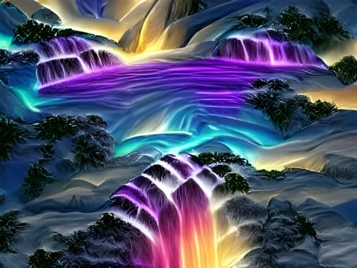Cosmic Waterfall - AI Art by Terrylyn - Digital Art & AI, Landscapes ...