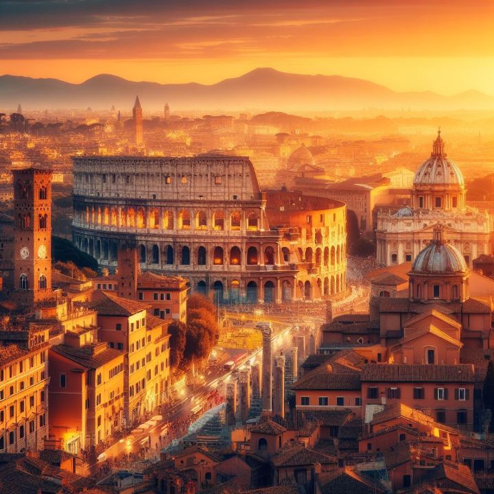 Rome at Sunset - Countryrose - Digital Art & AI, Buildings ...
