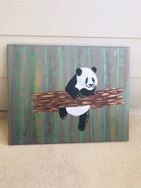 Baby Panda on Tree/Bamboo Forest - CeciNicole - Paintings & Prints ...
