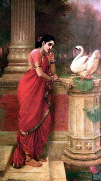 Damayanthi with Hamsam - IndianPaintings - Paintings & Prints, Fantasy ...