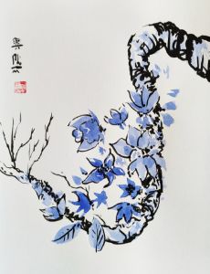 Sumie tree branch with red flowers - manuelunsui - Paintings & Prints ...