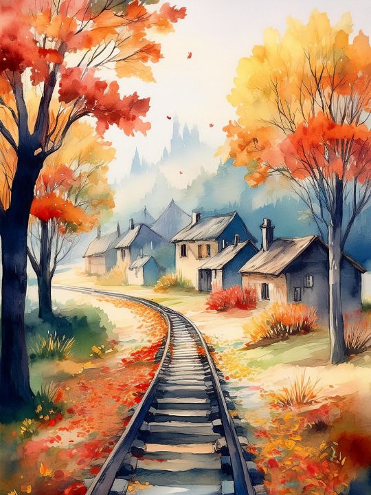 Fall along the Vermont Railway - Artistimo Studio - Paintings & Prints ...