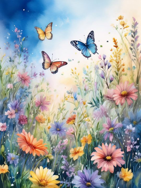 Butterfly Bliss - A Springtime - Artistimo Studio - Paintings & Prints ...
