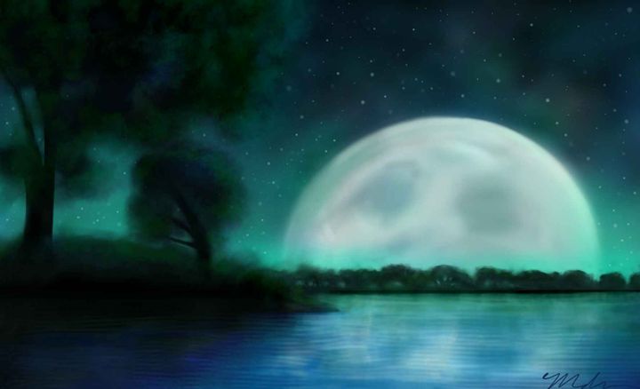 Moonlight Paradise - Mahan Salavati - Digital Art, Abstract, Landscape ...