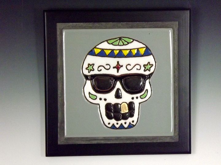 Sugar Skull Ceramic Art Tile #1 - Pacifica Tiles - Ceramics & Pottery ...