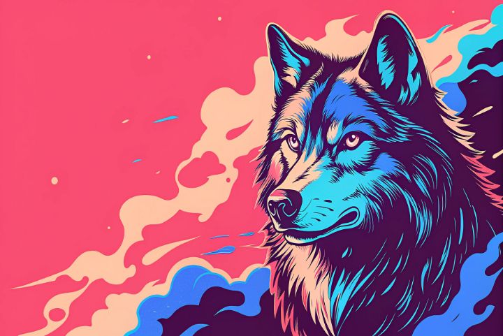 Fierce wolf portrait with vibrant ab - vexavector - Drawings ...