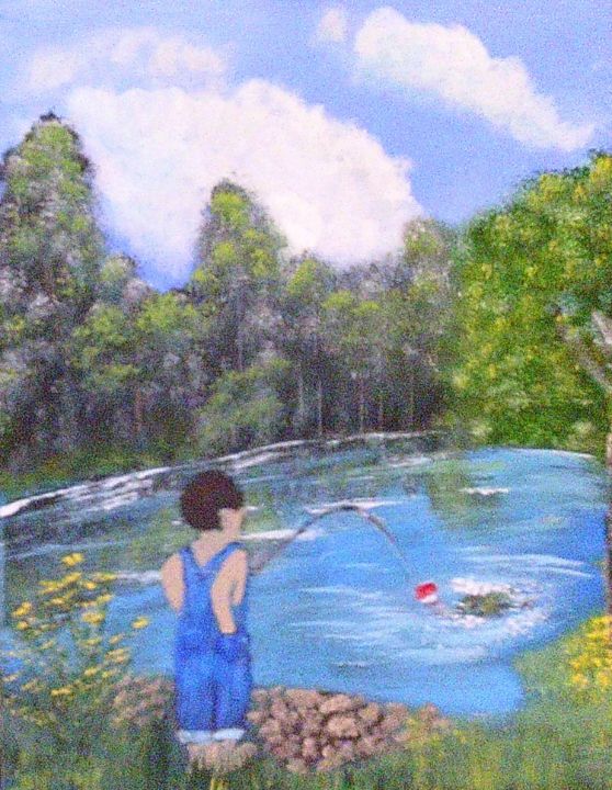 Day at the Lake - Vicky Wells - Paintings & Prints, Landscapes & Nature ...