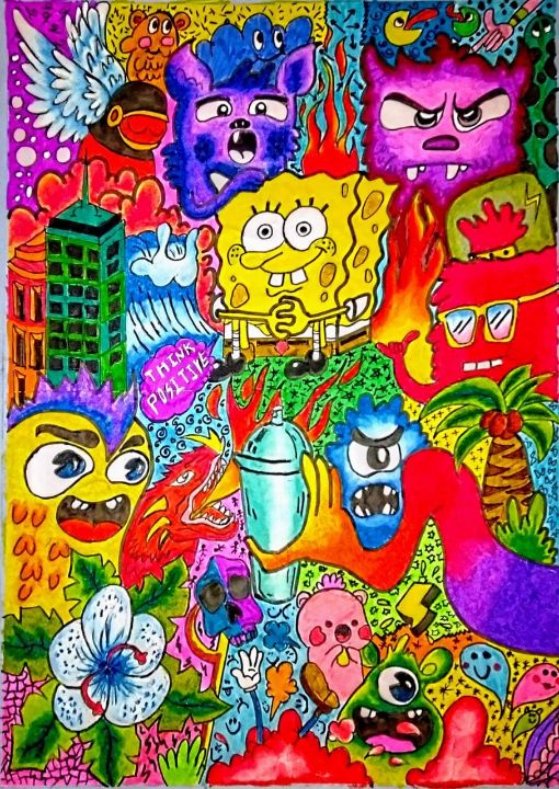 Spongebob Doodle Art - Awesome Doodles - Paintings & Prints, Childrens ...