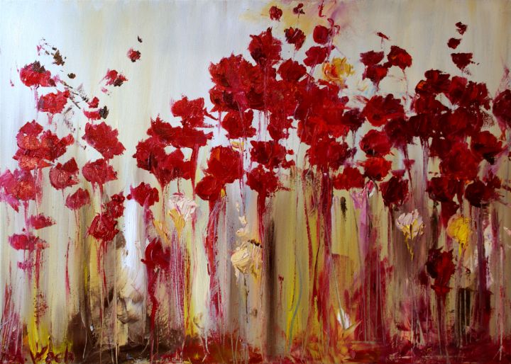 ABSTRACTION 21, Red flowers - proDekorStudio - Paintings & Prints ...
