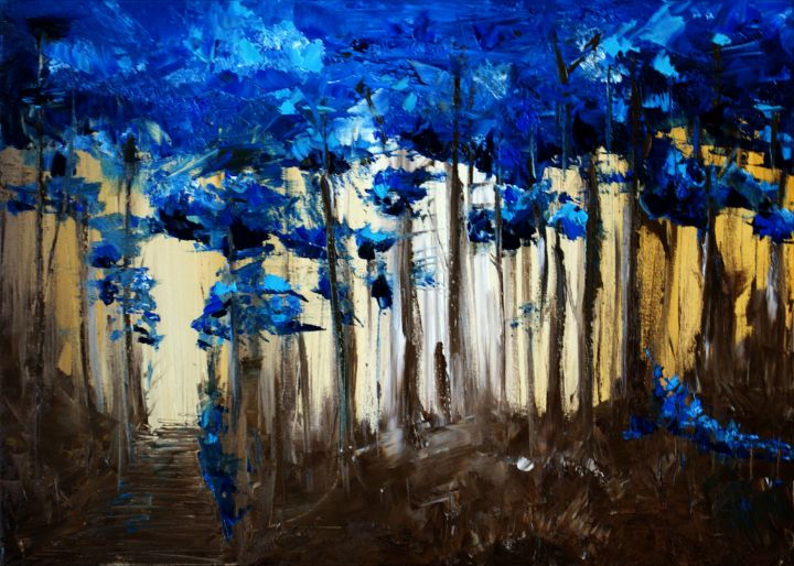 ABSTRACTION 19, blue forest - proDekorStudio - Paintings & Prints ...
