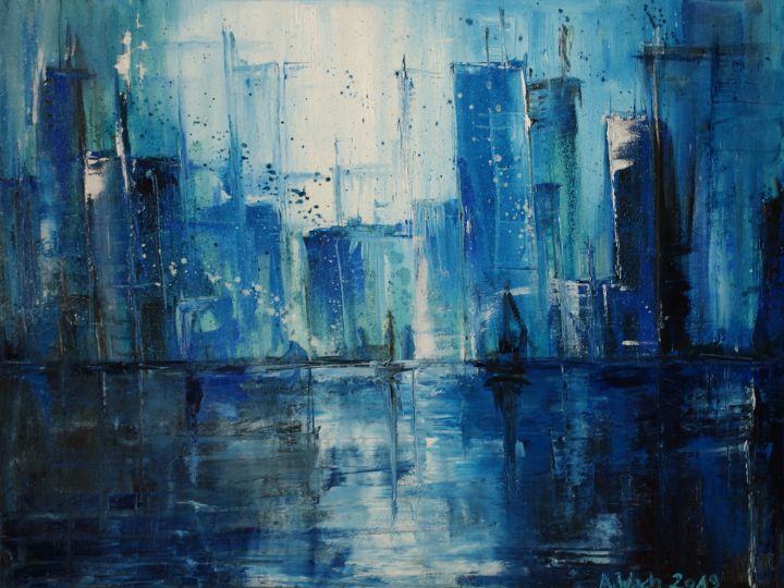 ABSTRACTION 18, blue city - proDekorStudio - Paintings & Prints ...