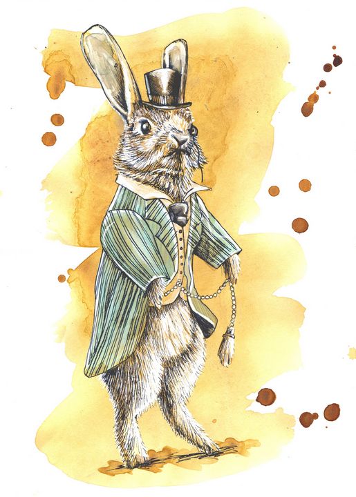 Dapper Rabbit - redmaidenart - Drawings & Illustration, Animals, Birds ...