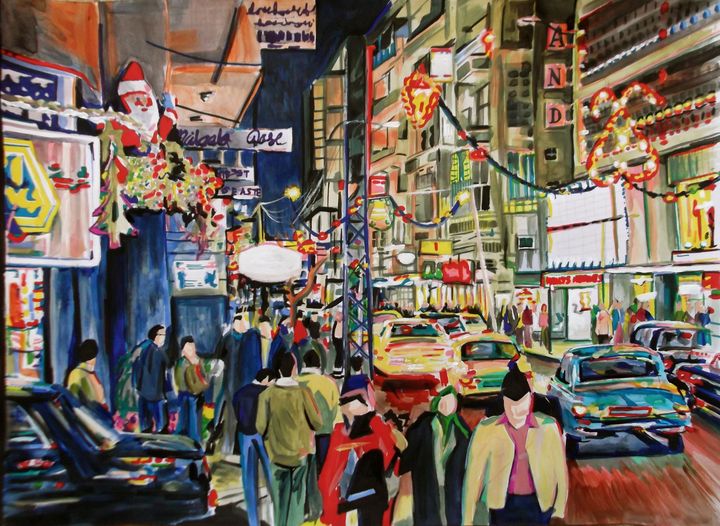 Night Shopping - redmaidenart - Paintings & Prints, Buildings ...