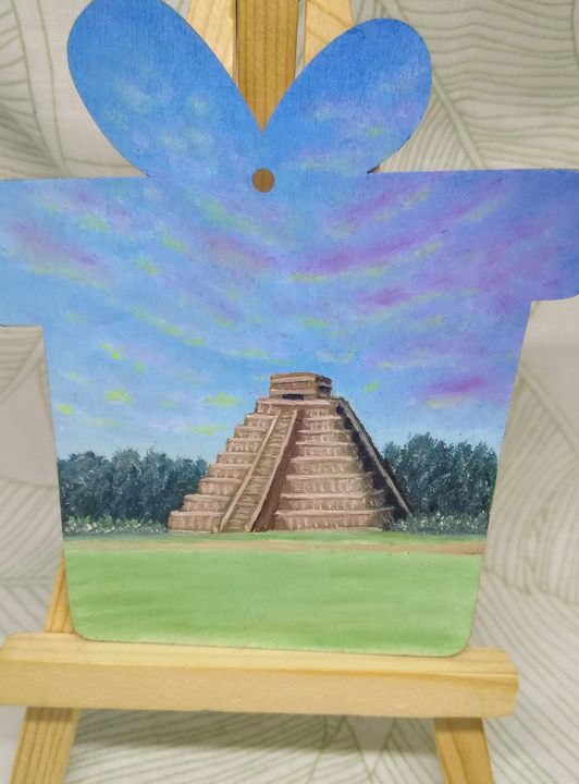 Mayan Pyramid on wood - CosmicDegu - Paintings & Prints, Places ...