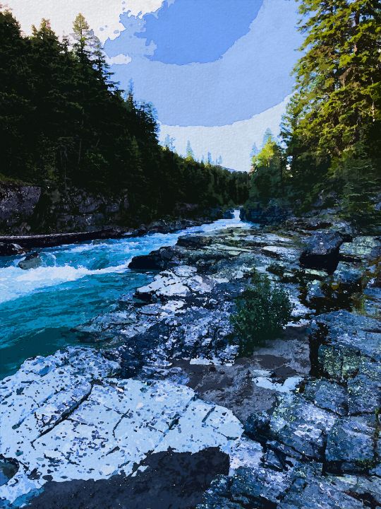Glacier National Park Rapids - Artwork by the Goatman - Paintings ...