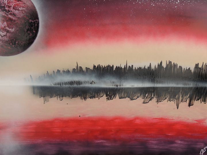 Sunset Lake - Nathan's Spray Monay - Paintings & Prints, Landscapes ...