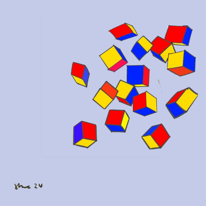 fourteen floating cubes - Nulla Dies Sine Linea - Paintings & Prints ...