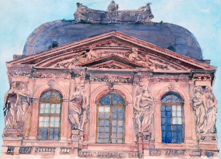 The Louvre Palace - Lisa Lu's Watercolors & Oil Paintings - Paintings ...
