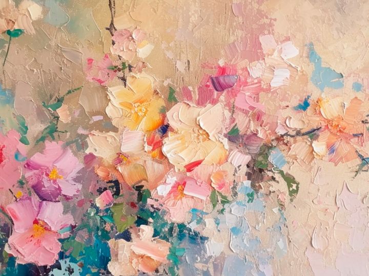 Spring Print, Flower Field Landscape - MrCreativeUa - Paintings ...