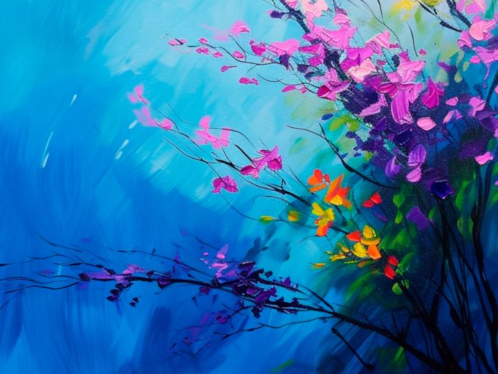 Spring Print, Flower Field Landscape - MrCreativeUa - Paintings ...