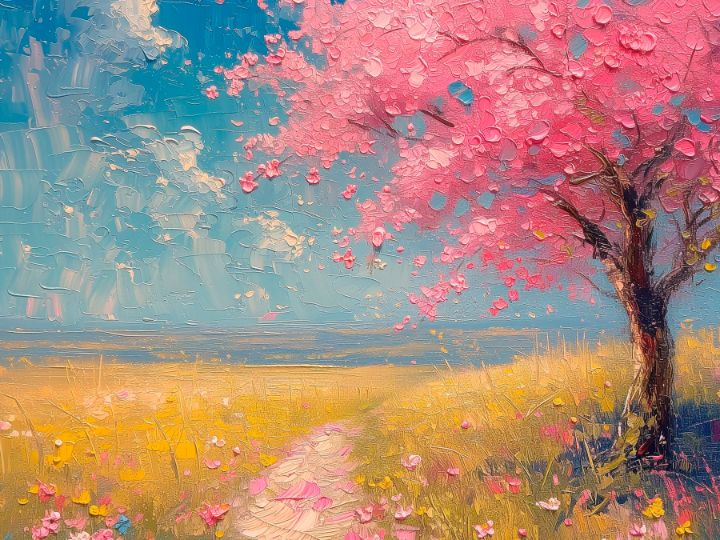 Spring Print, Flower Field Landscape - MrCreativeUa - Paintings ...