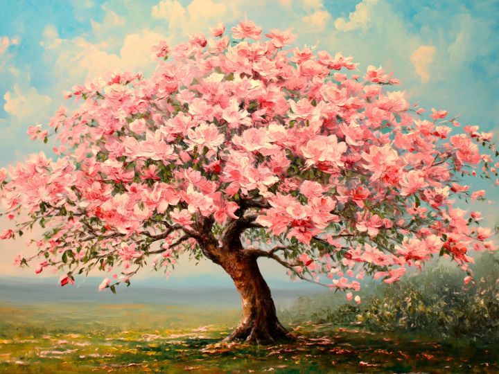 Spring Print, Flower Field Landscape - MrCreativeUa - Paintings ...