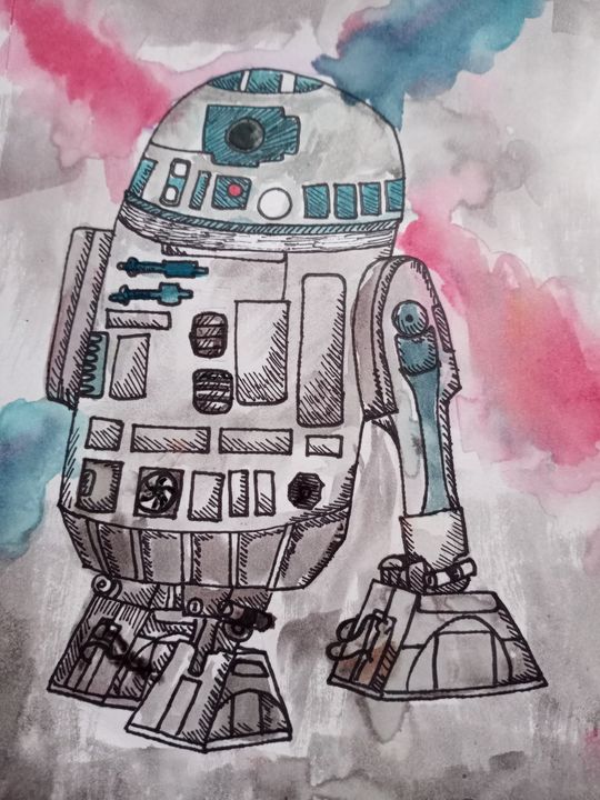 R2D2 watercolor piece - Jewlery with Heart - Paintings & Prints ...