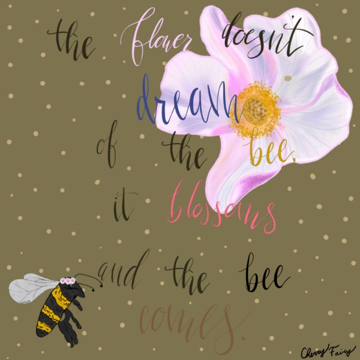 Bee and Blossom Quote - Cherry Fairy Art - Digital Art & AI, Animals ...
