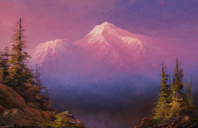 Alpine Glow Study of Mount Shasta - Stefan Baumann - Paintings & Prints ...