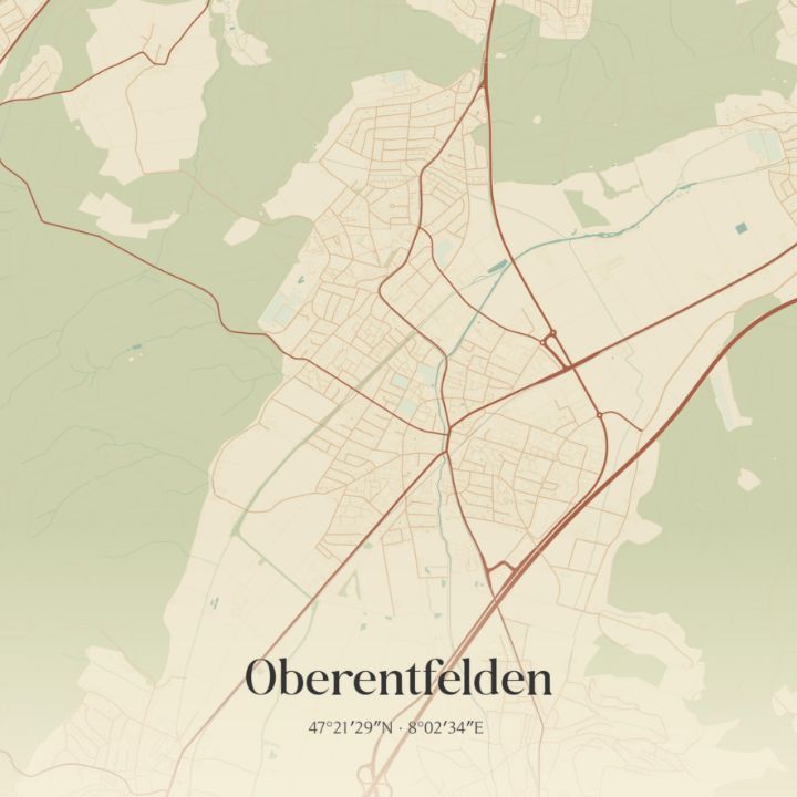 Vintage map of Oberentfelden, Switze - Rezona - Digital Art & AI ...