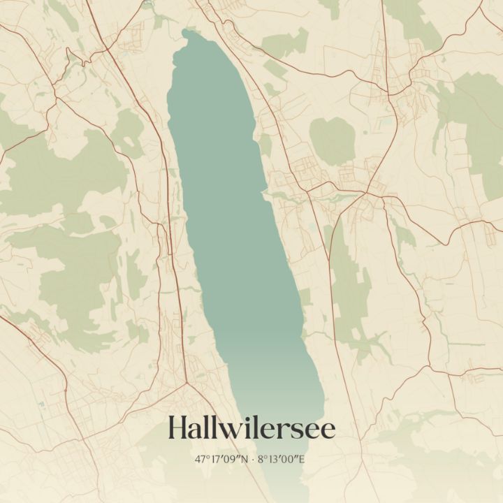 Vintage map of Hallwilersee, Switzer - Rezona - Digital Art & AI ...
