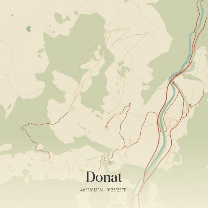 Vintage map of Donat, Switzerland. - Rezona - Digital Art & AI, Places ...