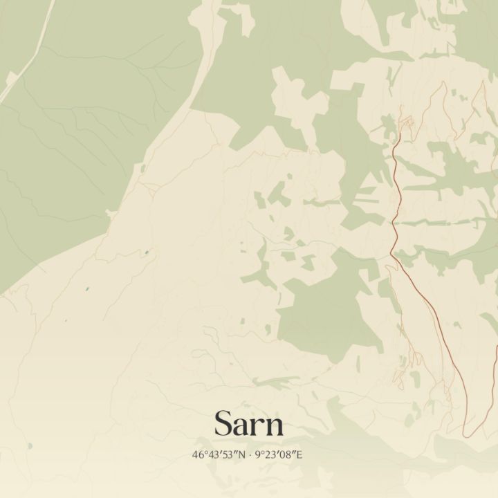 Vintage map of Sarn, Switzerland. - Rezona - Digital Art & AI, Places ...