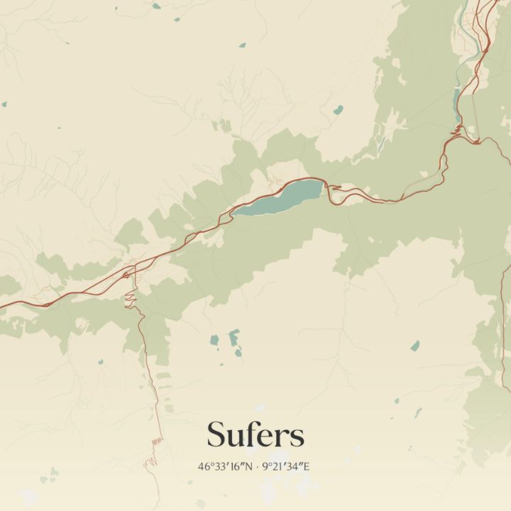 Vintage map of Sufers, Switzerland. - Rezona - Digital Art & AI, Places ...