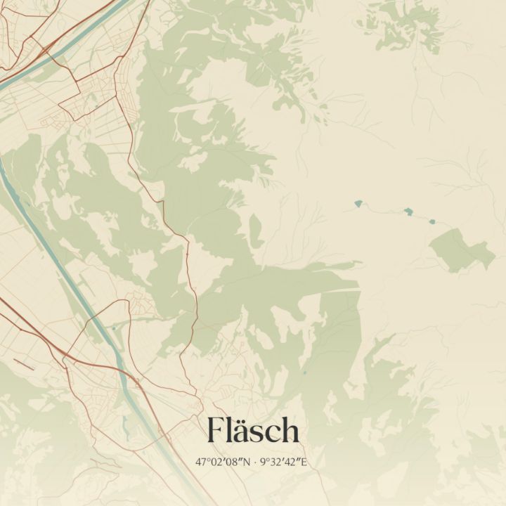 Vintage map of Fläsch, Switzerland. - Rezona - Digital Art & AI, Places ...