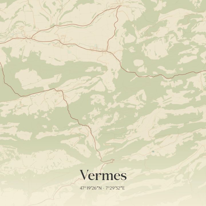Vintage map of Vermes, Switzerland. - Rezona - Digital Art & AI, Places ...