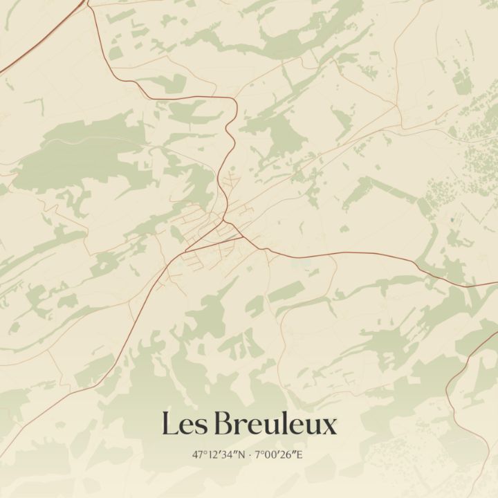Vintage map of Les Breuleux, Switzer - Rezona - Digital Art & AI ...